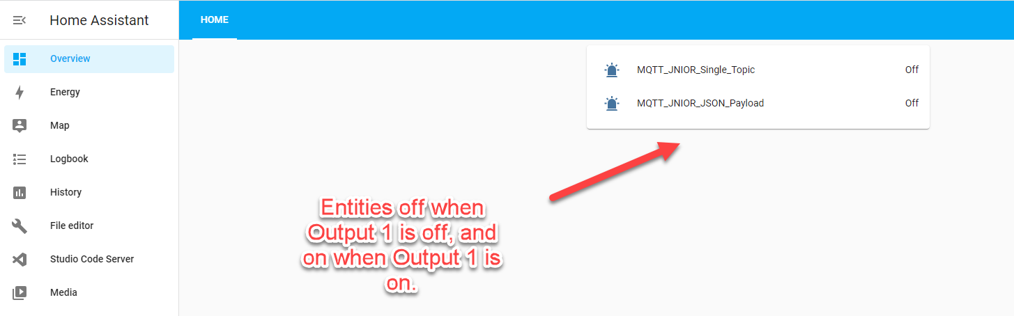 Home Assistant MQTT Entity to Monitor JNIOR Output