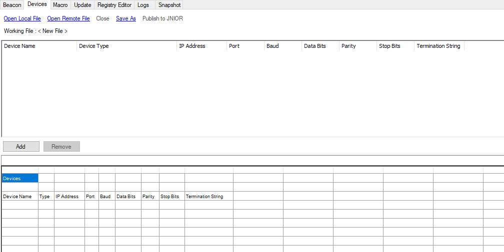 Creating Devices in the Support Tool Device Tab