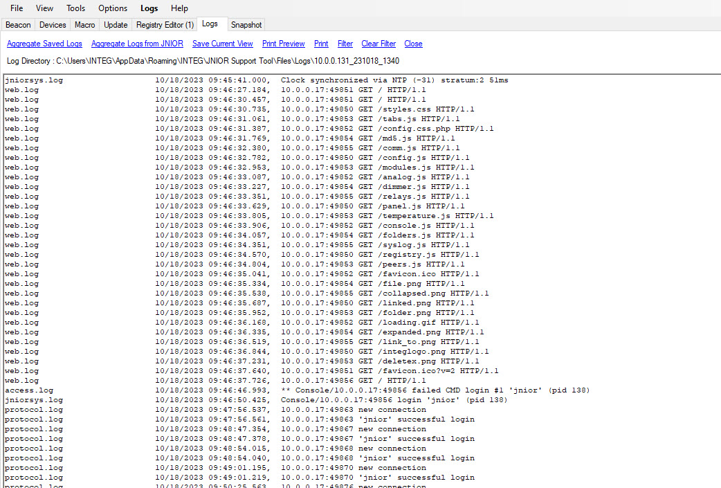 Grabbing Logs Using the Support Tool
